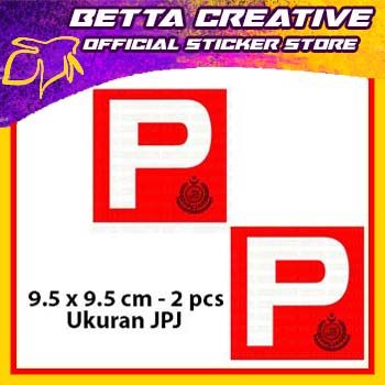 P License Motor Sticker Lesen Pelekat Kereta Ukuran JPJ (9.5 cm x 9.5 ...