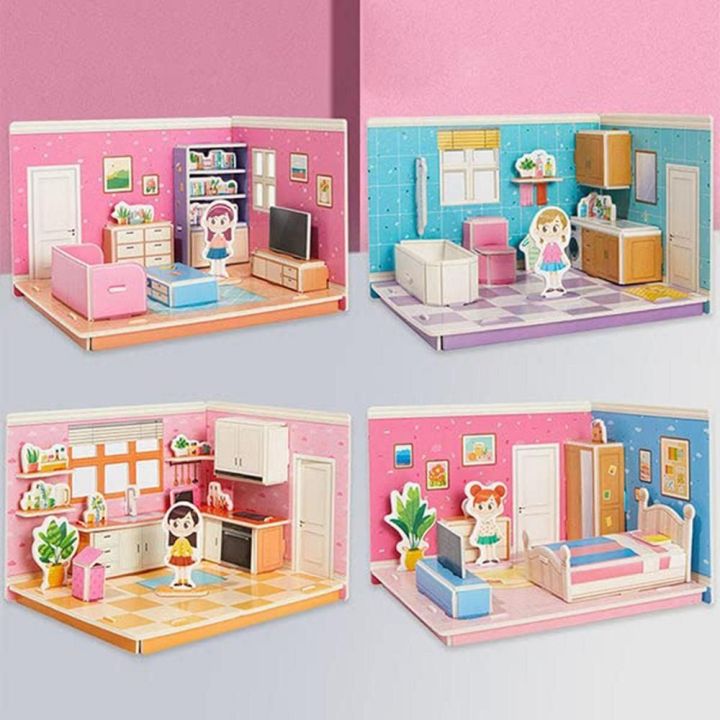 HOTOMI Model Toys 3D Room Model Puzzle Toys Cardboard Kitchen 3D Room ...