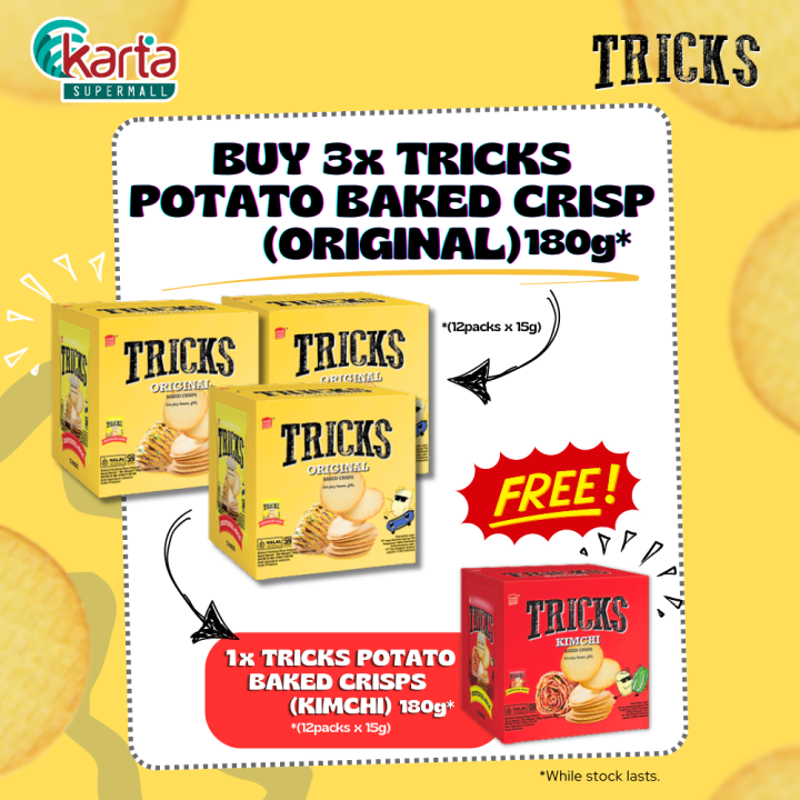 TRICKS Potato Baked Crisps (Original) X 3 Boxes Combo (3 Boxes x 15g x ...