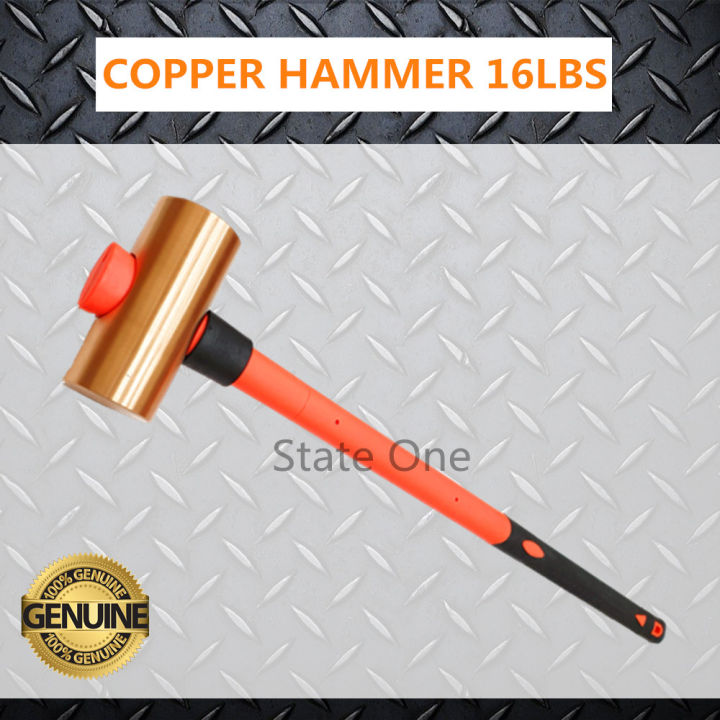 Copper Brass Hammer 16 lbs with Fiberglass Anti-Slip Rubber Cushion ...