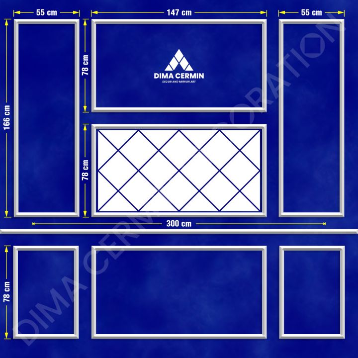 Wall Panel Lis Kayu Satu Paket Dengan Cermin dekorasi dinding ukuran 3M ...
