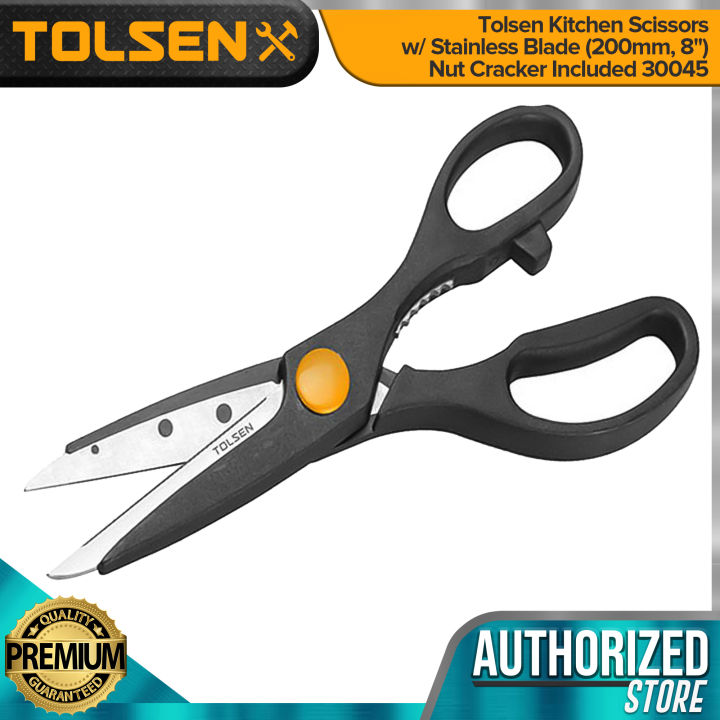 Tolsen Kitchen Scissors w/ Stainless Blade (200mm, 8") Nut Cracker ...