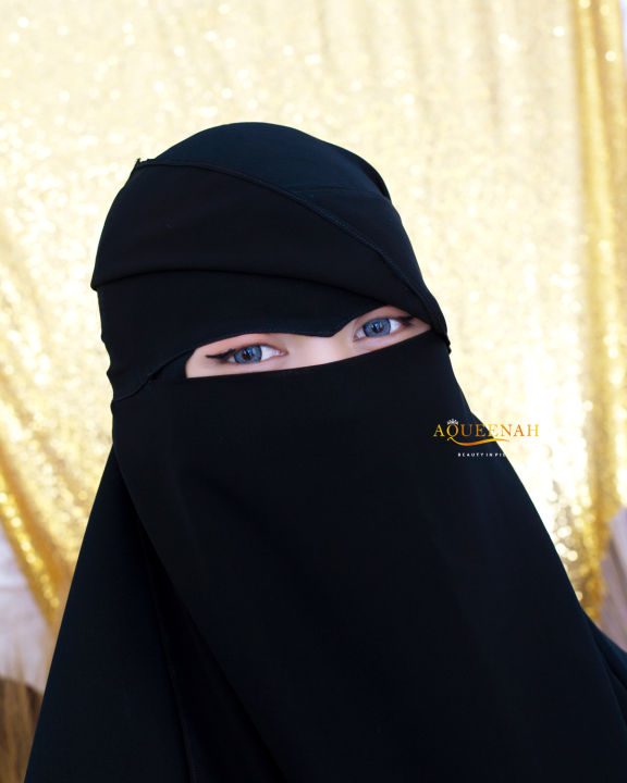 Aqueenah Niqab Bandana Poni Eagle Eye Seris Zerina Sifon Jetblack ...