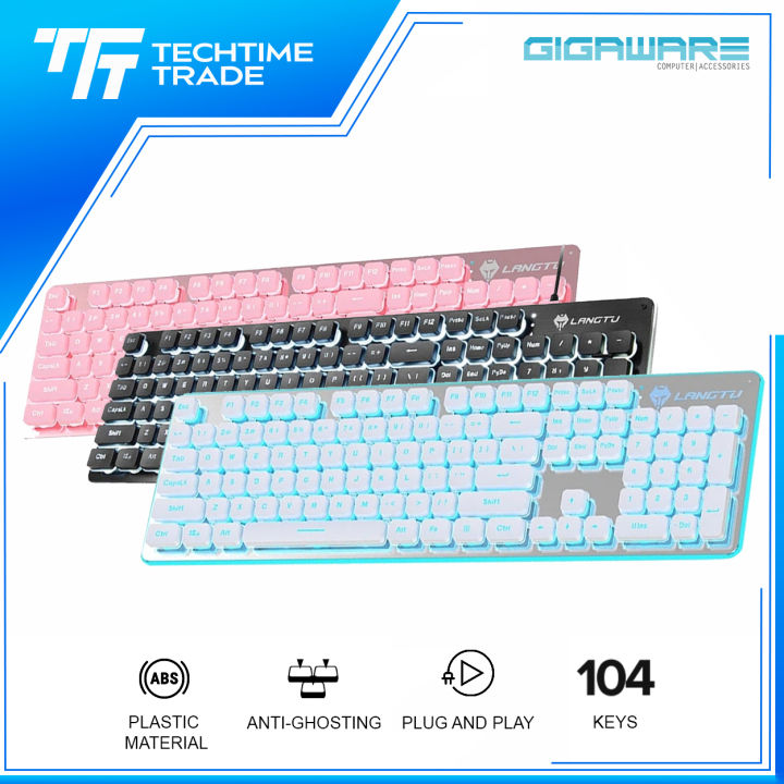 Gigaware LANGTU L1 Wired Membrane Gaming Keyboard LED Backlit Quiet ...