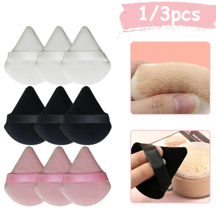 3Pcs Triangle Velvet Powder Puff Make Up Sponges for Face Eyes ...