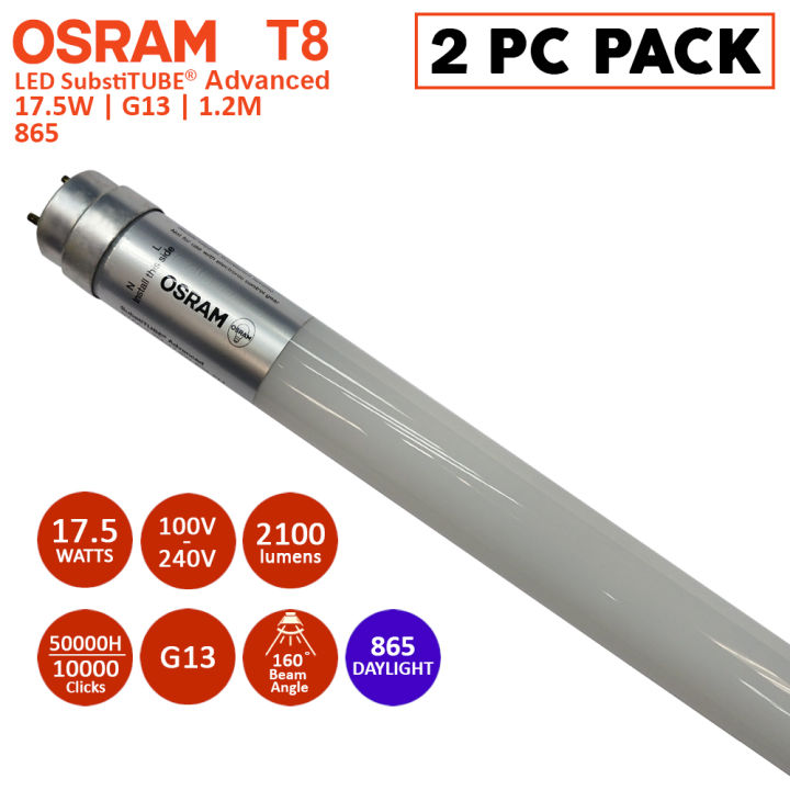 2 PC Pack | OSRAM Advanced T8 - 4 Ft Led Tube| 17.5W | G13 | 100-240V ...