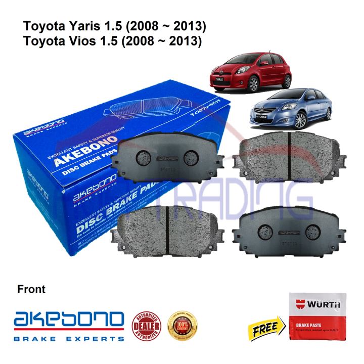 Genuine Akebono Front Brake Pads for Toyota Vios 1.5 (2008-2013 ...