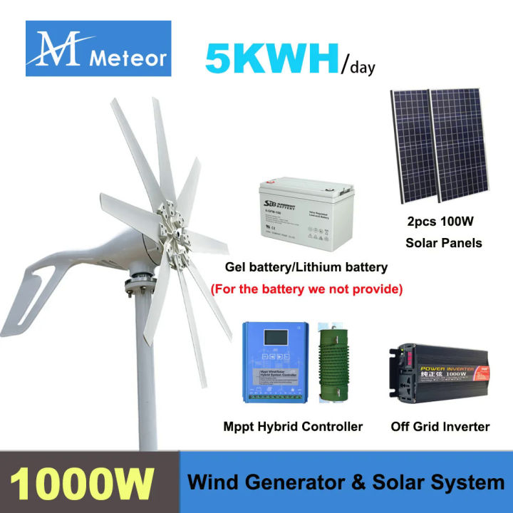 Meteor 1000W Wind Turbine Generator Power Complete Household Energy ...