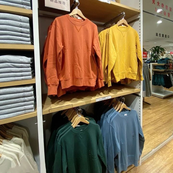 UNIQLO Asano U 'S/ผู้หญิง,เสื้อกันหนาวคู่สีทึบแขนยาวคอกลมเสื้อกันหนาว ...