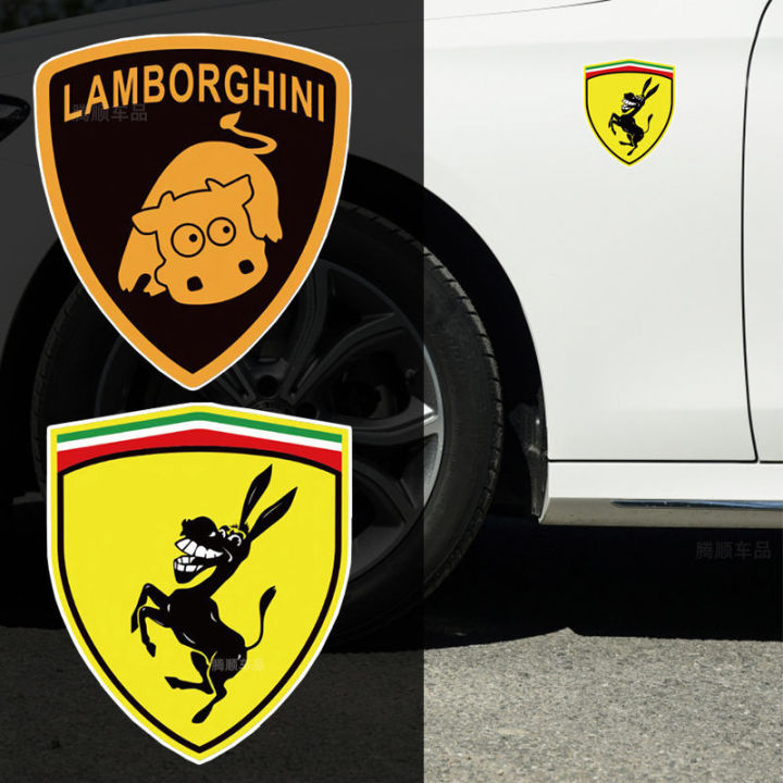 JDM Stickers Fun Spoof Lamborghini Fara Donkey Logo Creative Steering ...