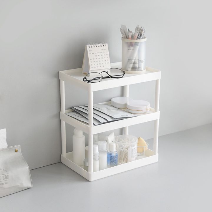 Minimalist Simple White Double Layer Two Tier Desk Organizer Storage ...