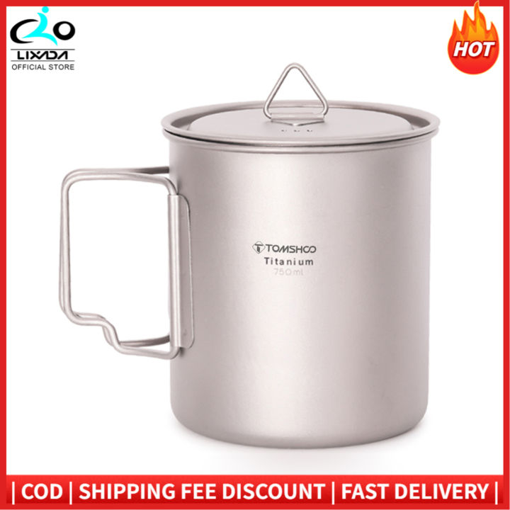 TOMSHOO Ultralight Titanium Cup Outdoor Portable Camping Picnic Water ...