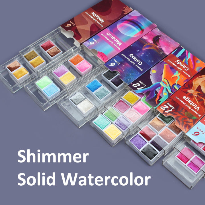 Portable 6/12 Color Metallic Glitter Pearlescent Candy colors Solid ...