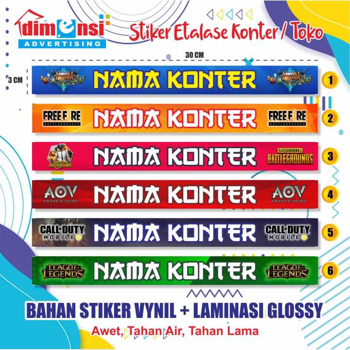 Stiker Etalase Konter / Toko Model Game Murah + Laminasi ( Minimal 15 ...