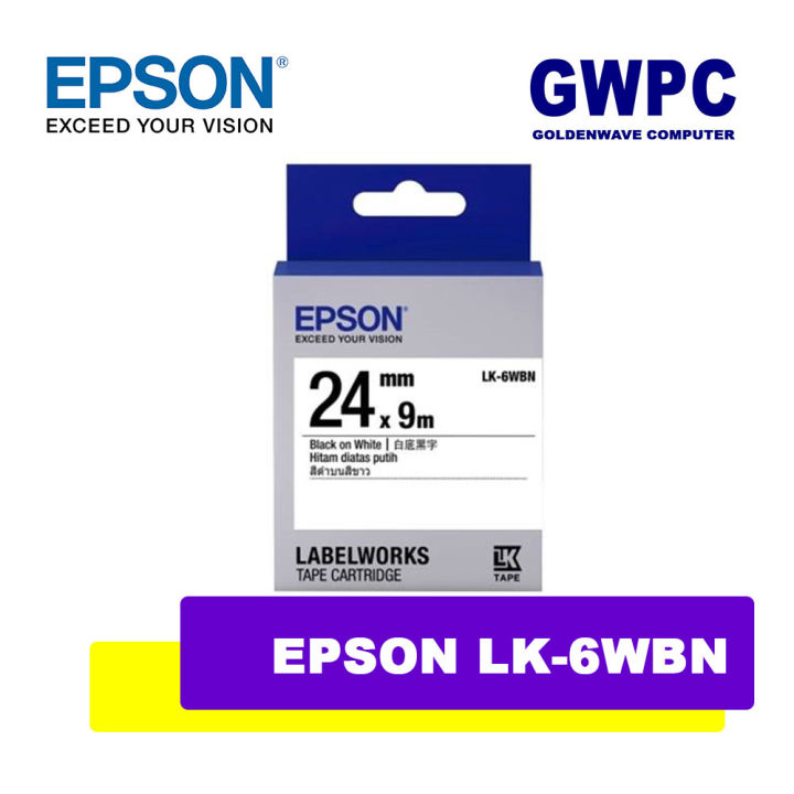 Epson LK-6WBN - 24mm Black on White Tape C53S656401 LK 6WBN LK6WBN ...