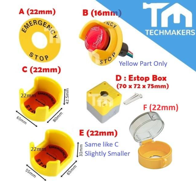 22mm/16mm Emergency Stop E-Stop Switch Protection Seat Button Cover/Box ...