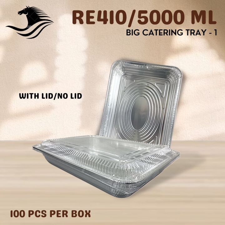 [ Catering Big Tray ] - Aluminum Tray -1 RE410 5000ML [100 PCS] (16x11 ...