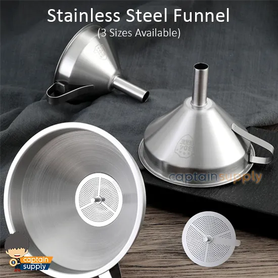 (SG Seller) ★ Stainless Steel Funnel with Detachable Filter ★ Kitchen ...