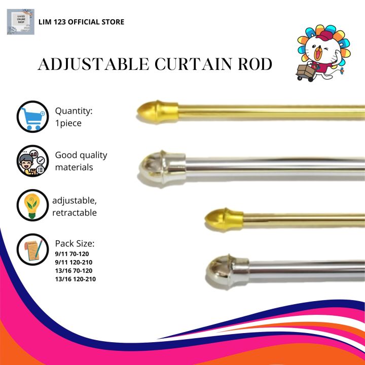 Curtain Cafe Rod, Kurtina Cafe Rod Adjustable Extendable per set Gold ...