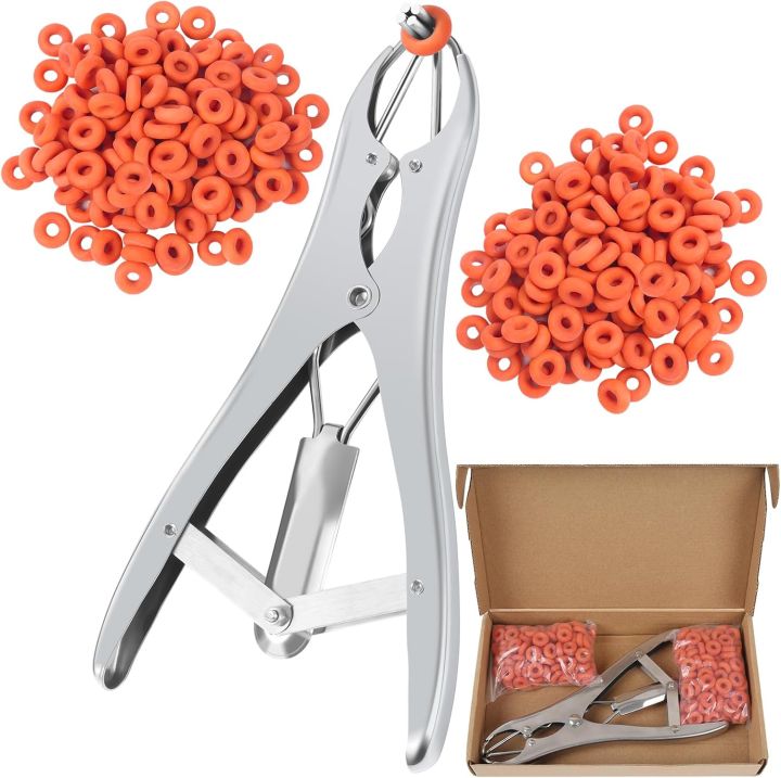 Goat Banding Kit - Stainless Steel Bander, 200 Castrator Rings, Balloon Expander Pliers ...