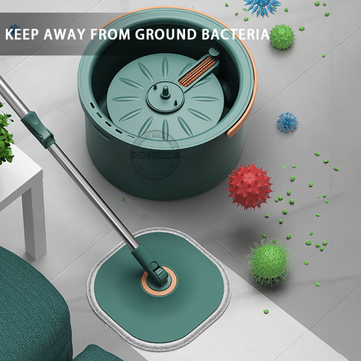 Onetwone round Mop with Bucket set 360° Spin Adjustable Round Mop ...