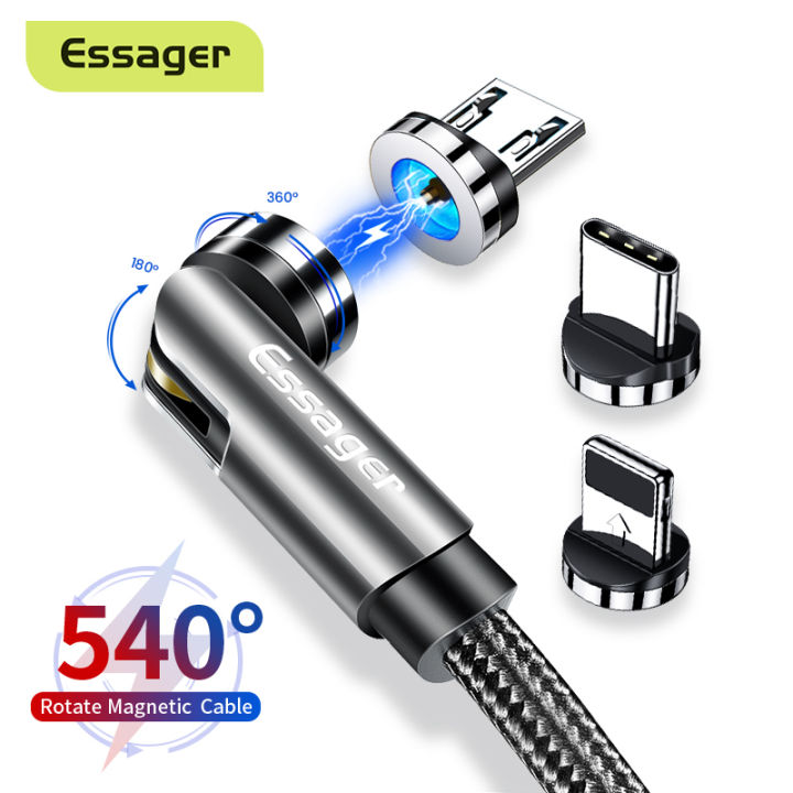 Essager 1m/2m Newest 540 Rotate Magnetic Cable Micro USB Type C Cable ...