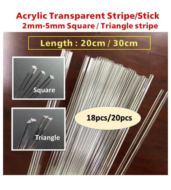 Acrylic transparent stick/stripe -Length 20cm/30cm (18/20pcs)- Triangle ...