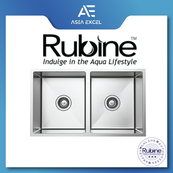 RUBINE KIX 820-75U 75CM DOUBLE BOWL UNDERMOUNT STAINLESS STEEL KITCHEN ...