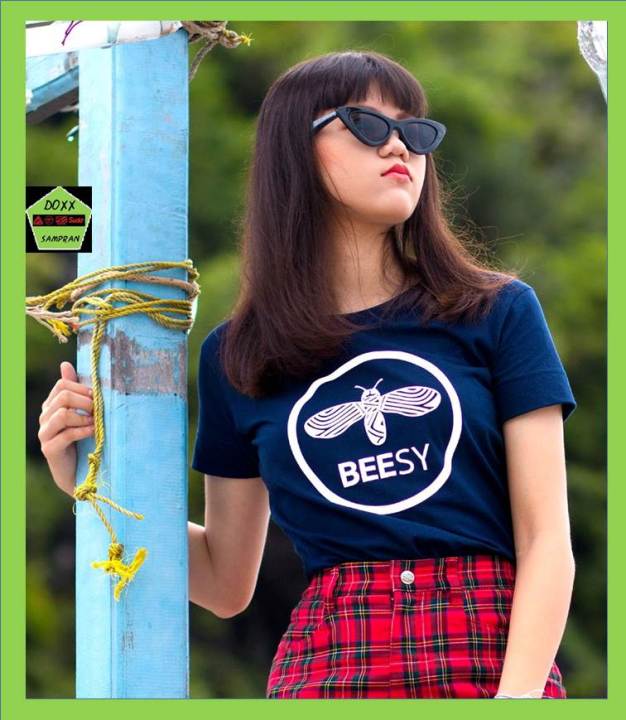 BEESY เสื้อคอกลม ชาย หญิง รุ่น LOGO สีกรม | Lazada.co.th