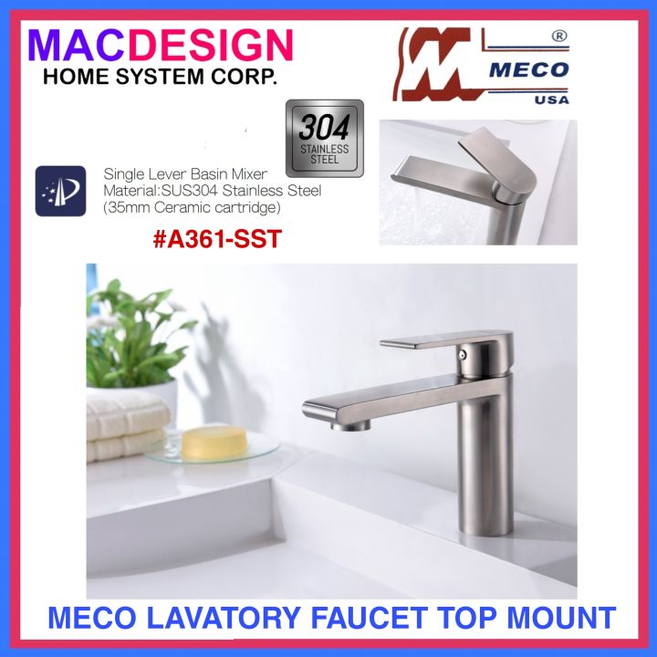 MECO A361SST USA LAVATORY WASH BASIN FAUCET SUS304 SATIN STAINLESS HOT ...