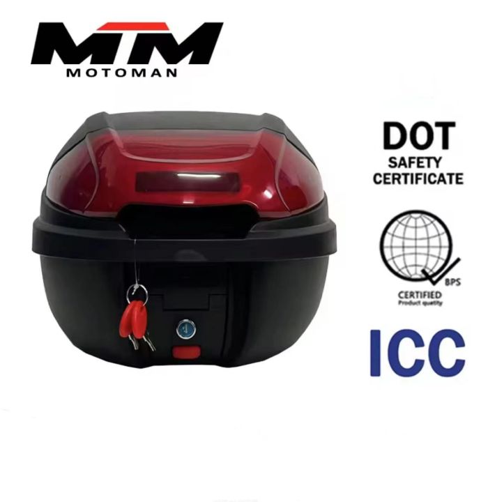 MOTOMAN motorcycle luggage top box 32L with BASE PLATE（Black,Red ...