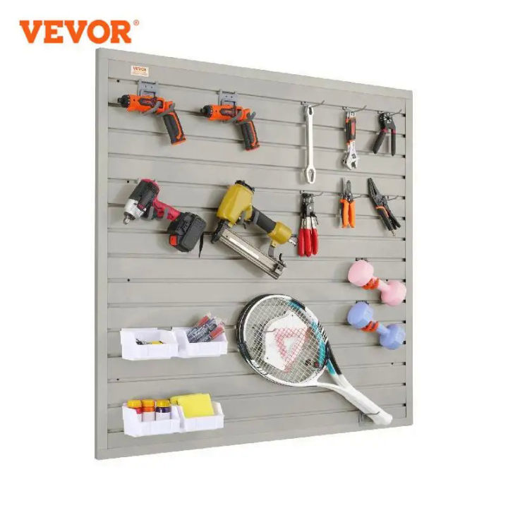 VEVOR Slatwall Panels Gray Heavy Duty Garage Wall Panels Organizer ...