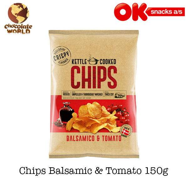 OK Snacks Kettle Cooked Chips Balsamic & Tomato 150g (Made in Denmark ...