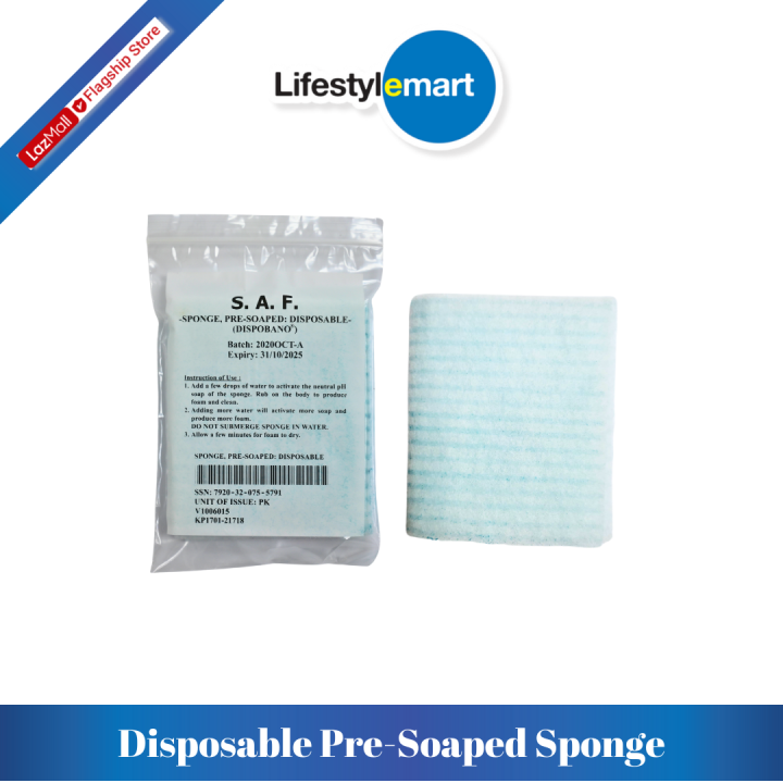 [Lifestylemart] Disposable Pre-Soaped Sponge (Expiry 30 Oct 2029 ...