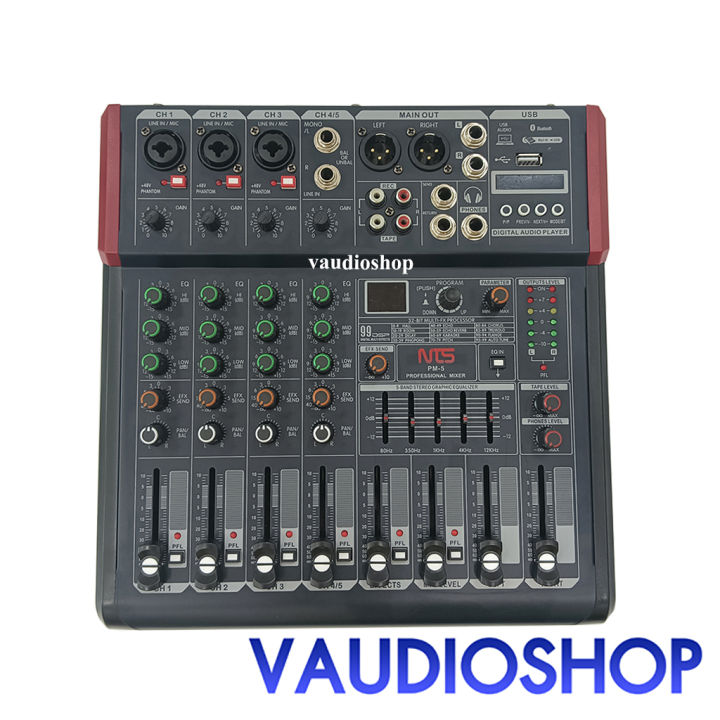NTS PM-5 (Bluetooth, USB) Power Mixer เพาเวอร์มิกเซอร์ 5 แชนแนล เอ็นทีเอส Power Mixer PM5 ...