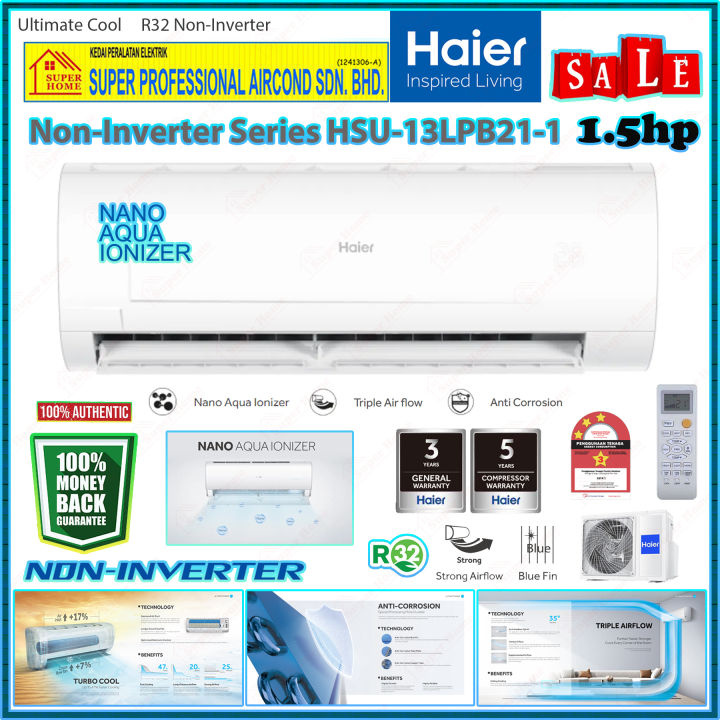 Haier Non Inverter Air Conditioner HSU-LPB 1.0hp - 2.0hp Ultimate Cool ...