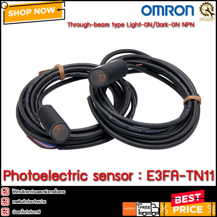 Photoelectric Sensor OMRON E3FA-TN11 ,20m NPN, Red light, Plastic ABS, M18, 10-30VDC, Emitter ...