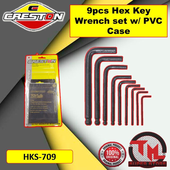 CRESTON Allen Wrench 9pcs Hex Key Wrench set w/ PVC Case HKS-709 • Tm ss | Lazada PH