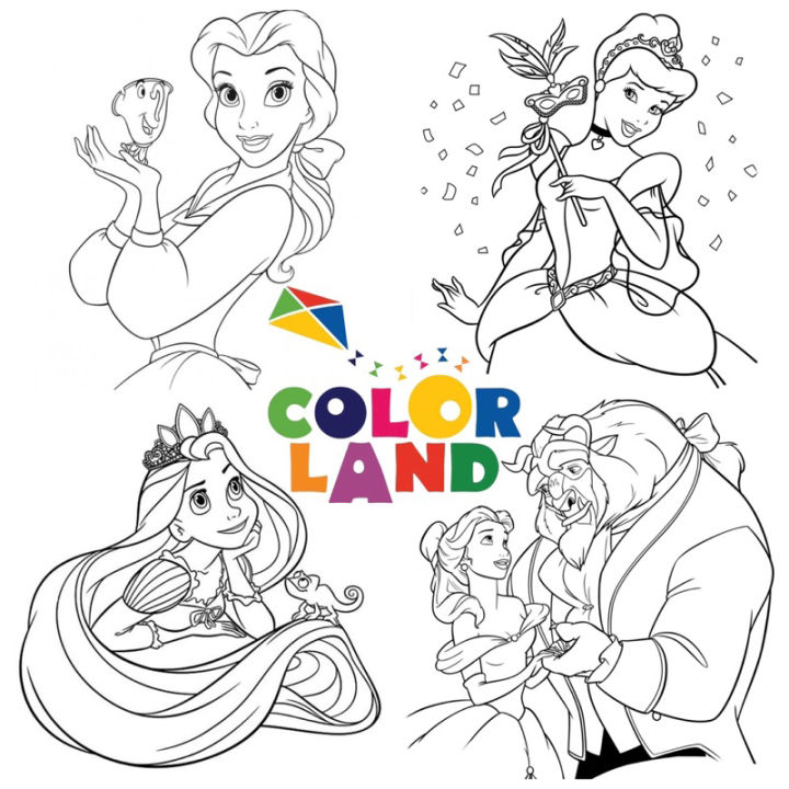 Công chúa (princess) - Set 50 Tờ Tranh Tô Màu A4 Dành Cho Màu Sáp, Màu ...