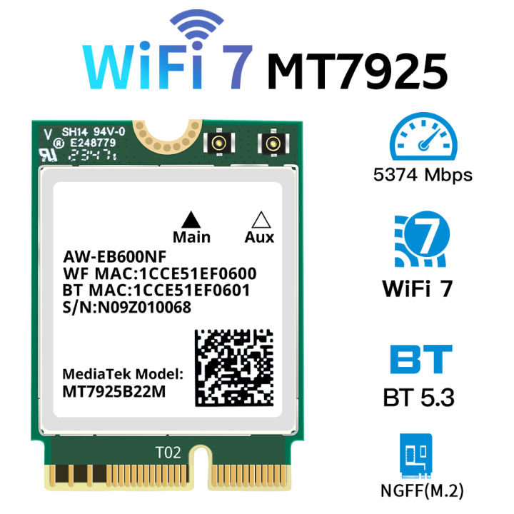 Wi-Fi 7 MT7925 M.2 Wireless Lan Card 5400Mbps key E 2.4G 5G 6G BT5.3 Network Card Wifi Adapter ...