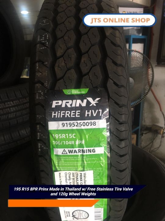 195R15 8PR Prinx Made in Thailand w/ Free Stainless Tire Valve and 120g Wheel Weights | Lazada PH