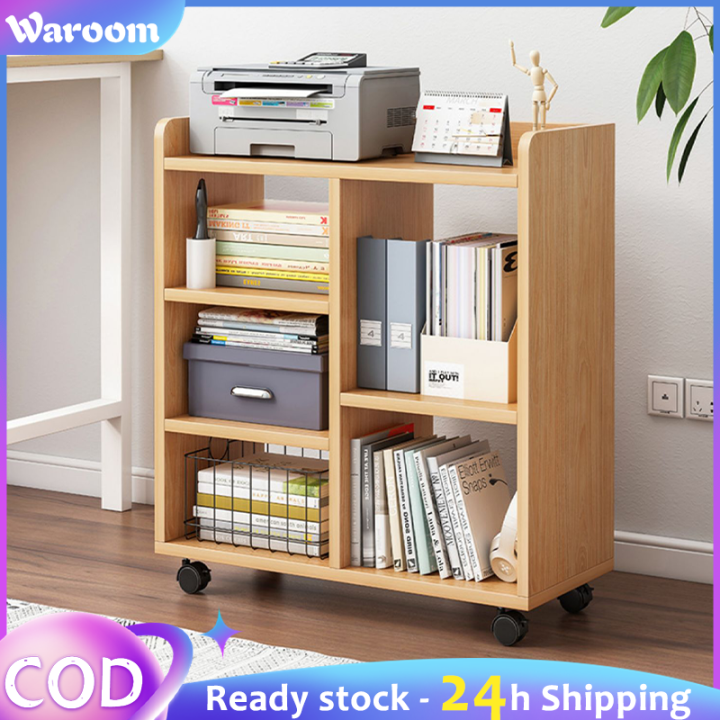 WAROOM Movable Office File Cabinet With Wheels Grid Rack DIY Bookcase ...