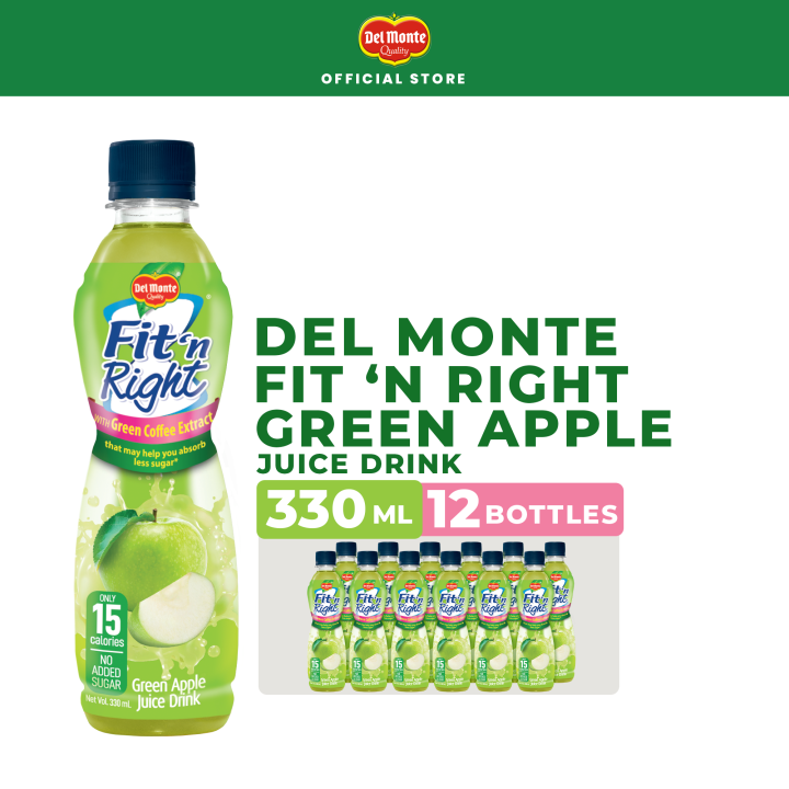 DEL MONTE Fit 'n Right Classic Green Apple 330ml x 12 | Lazada PH