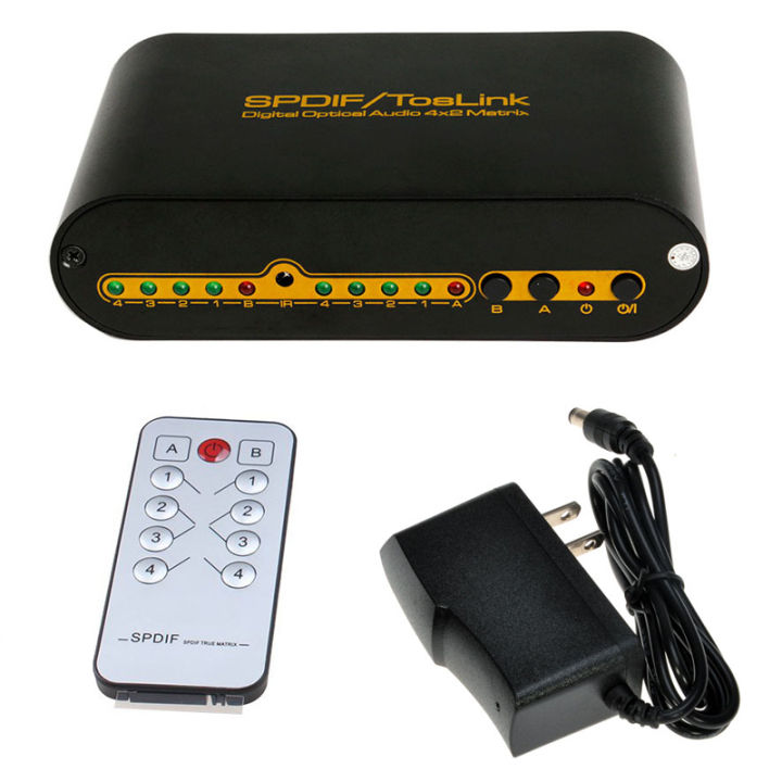 SPDIF TOSLINK Digital Optical Audio True Matrix 4x2 Switcher Switch ...