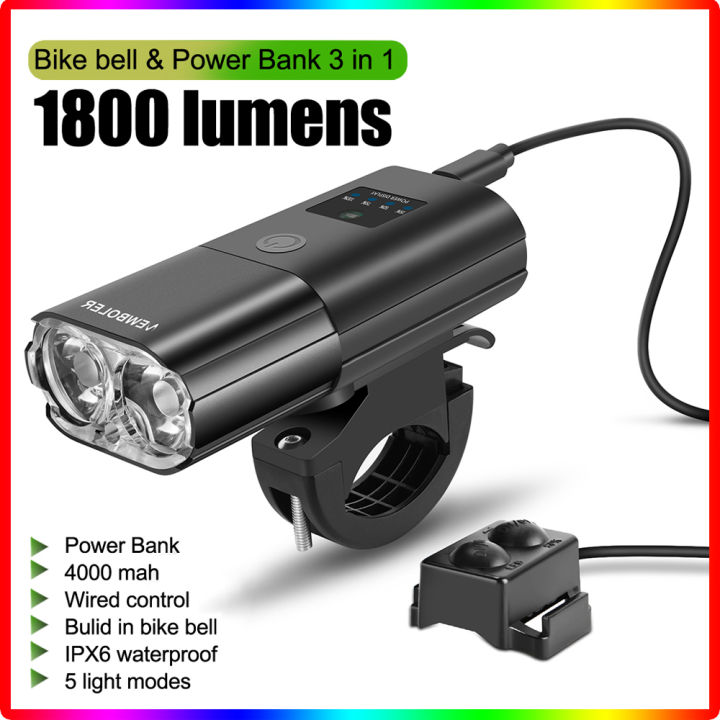 NEWBOLER Smart Induction 1800 Lumens Bicycle Front Light Set USB ...