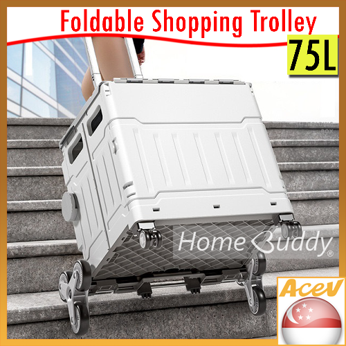 🇸🇬 75L Foldable Shopping Trolley. 75L Capacity Extra Large. 360 degrees ...