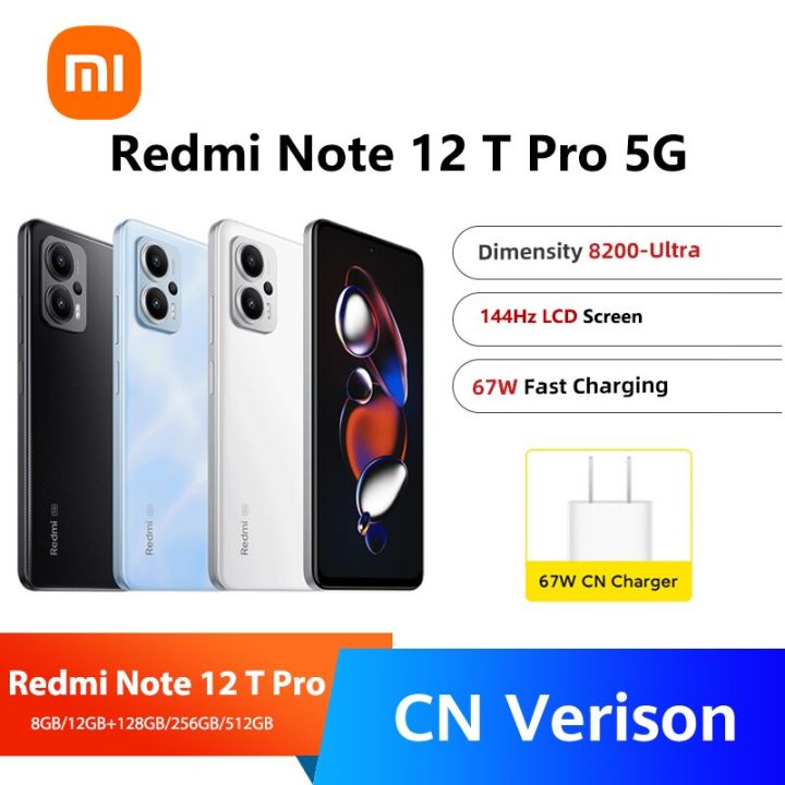 Redmi Note 12T Pro Cellphone Dimensity 8200 Ultra 144Hz LCD Display ...