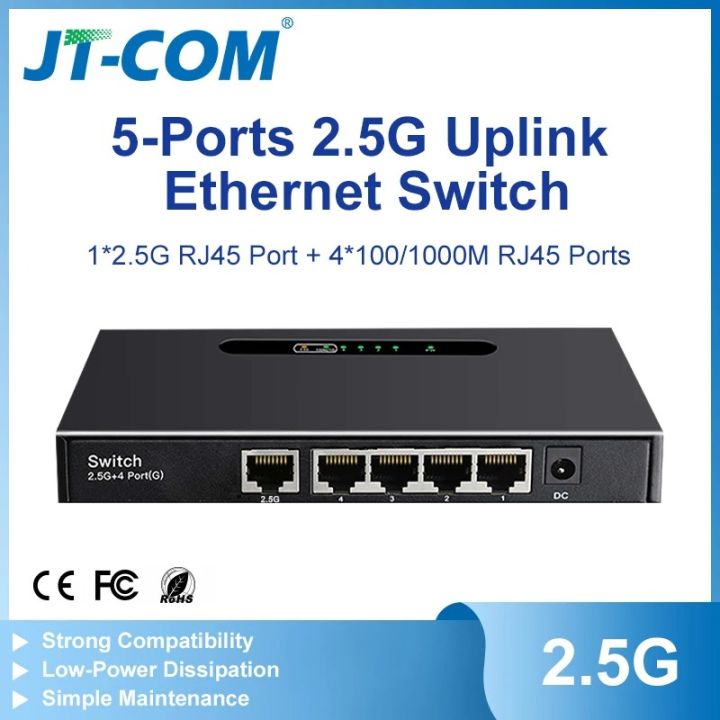 JT-COM 4-Port Ethernet Switch Gigabit with 1 Port uplink 100m/1000m/2 ...