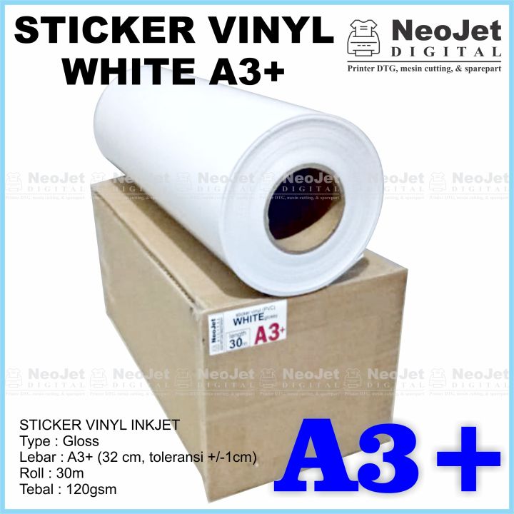 Sticker Stiker Vinyl Inkjet White Glossy A3+ Panjang 30 Meter | Lazada ...
