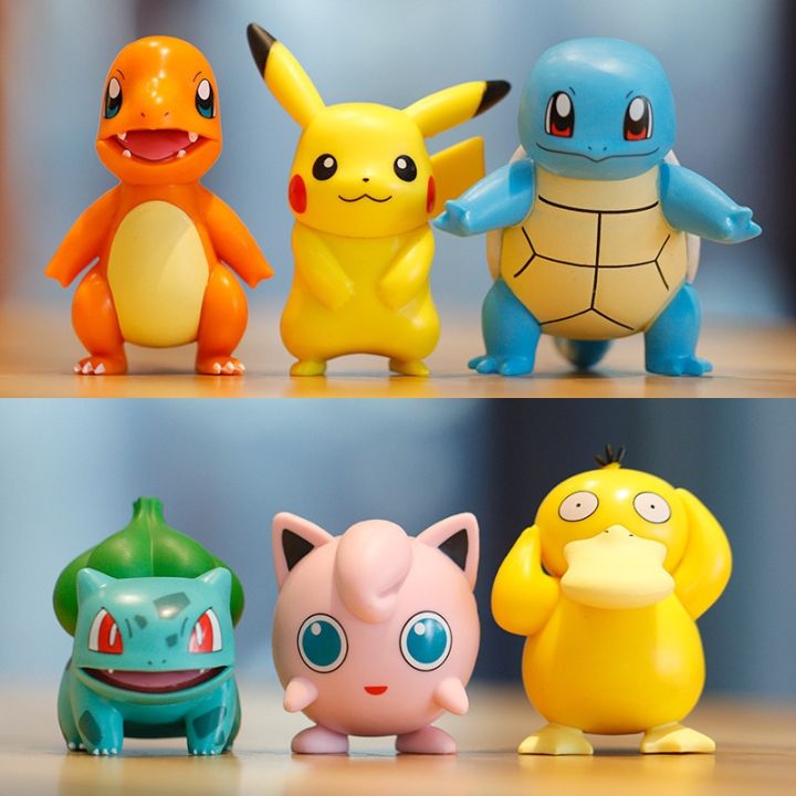 6pcs/set Pokemon Pikachu Anime Figures Toys Model Kawaii 6 Type For ...
